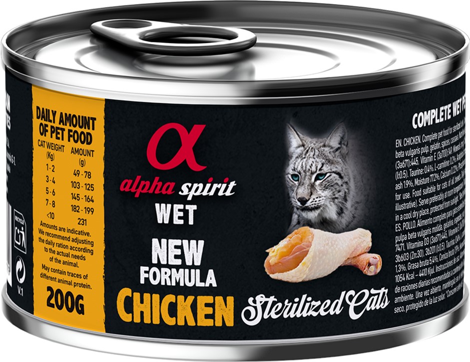 Влажный корм для стерилизованных котов Alpha Spirit Chicken Sterilized ...