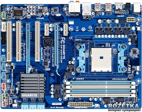 Материнская плата Gigabyte GA-A55-DS3P (sFM1, AMD A75, PCI-Ex16) – фото ...