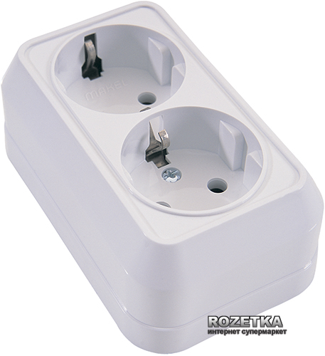 Розетка двойная с заземлением Makel наружная Белая (45182) – фото, отзывы, характеристики в ...