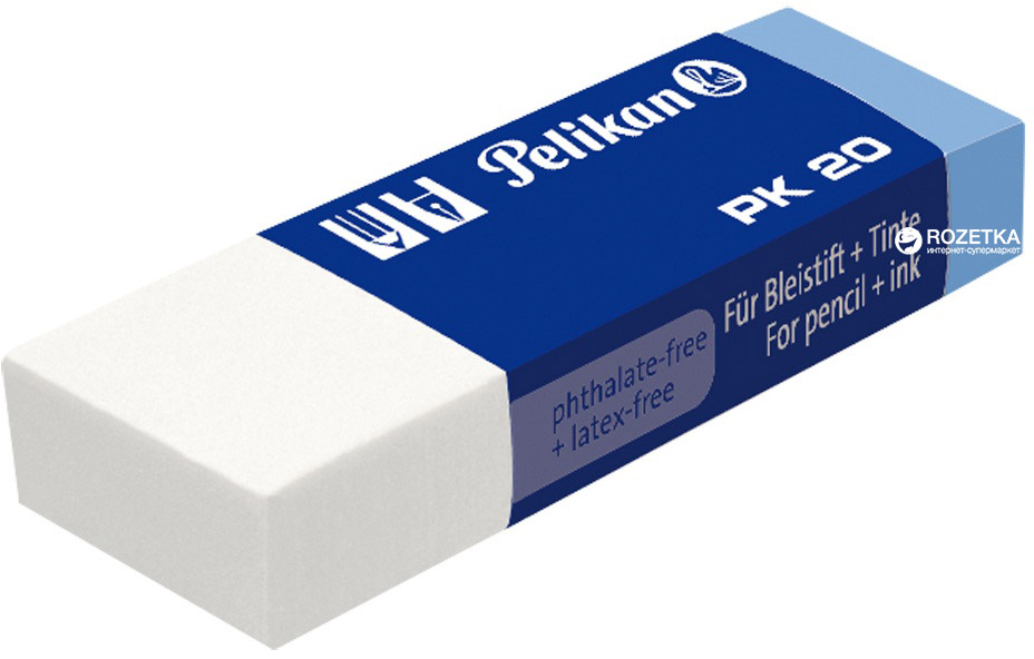 Ластик Pelikan PK20 пластиковый для карандаша и ручки 1 шт (619650 ...