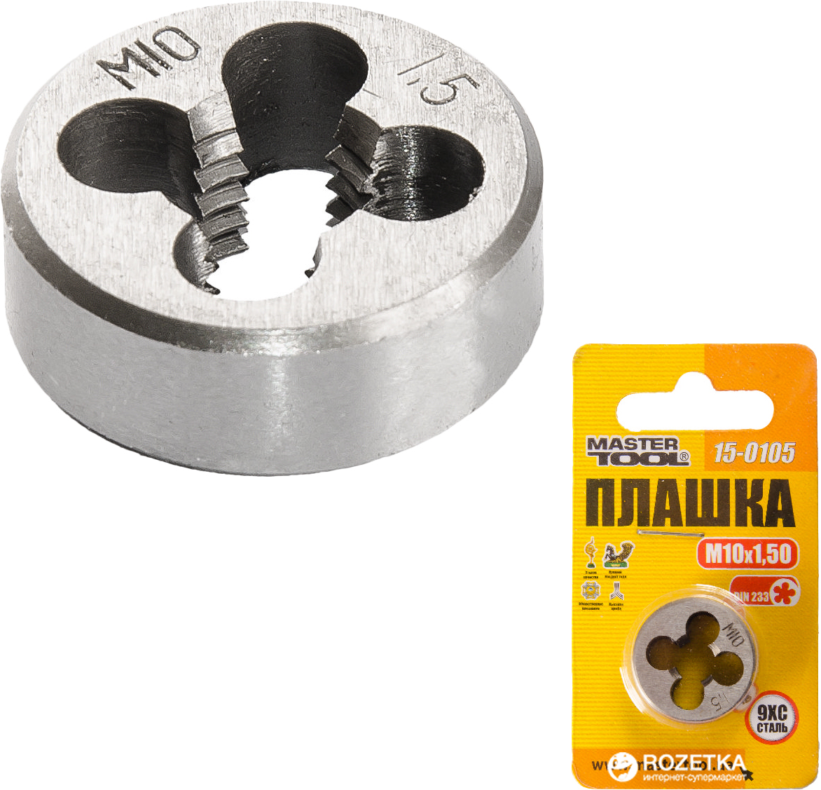 Плашка Mastertool M10х1.5 мм (15-0105) – низкие цены, кредит, оплата частями в интернет-магазине ...
