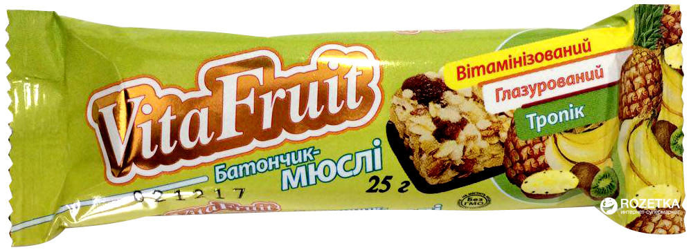 Упаковка батончиков-мюсли VitaFruit Тропик 12 шт x 25 г (4820113921292 ...