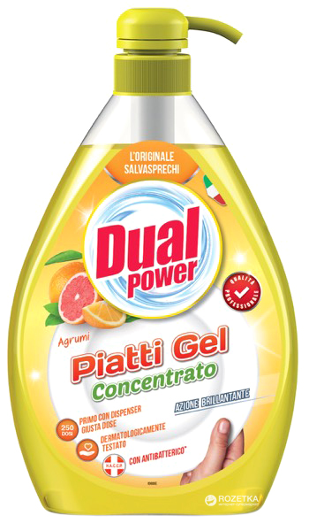 Концентрированный гель для мытья посуды Dual Power с дозатором ...