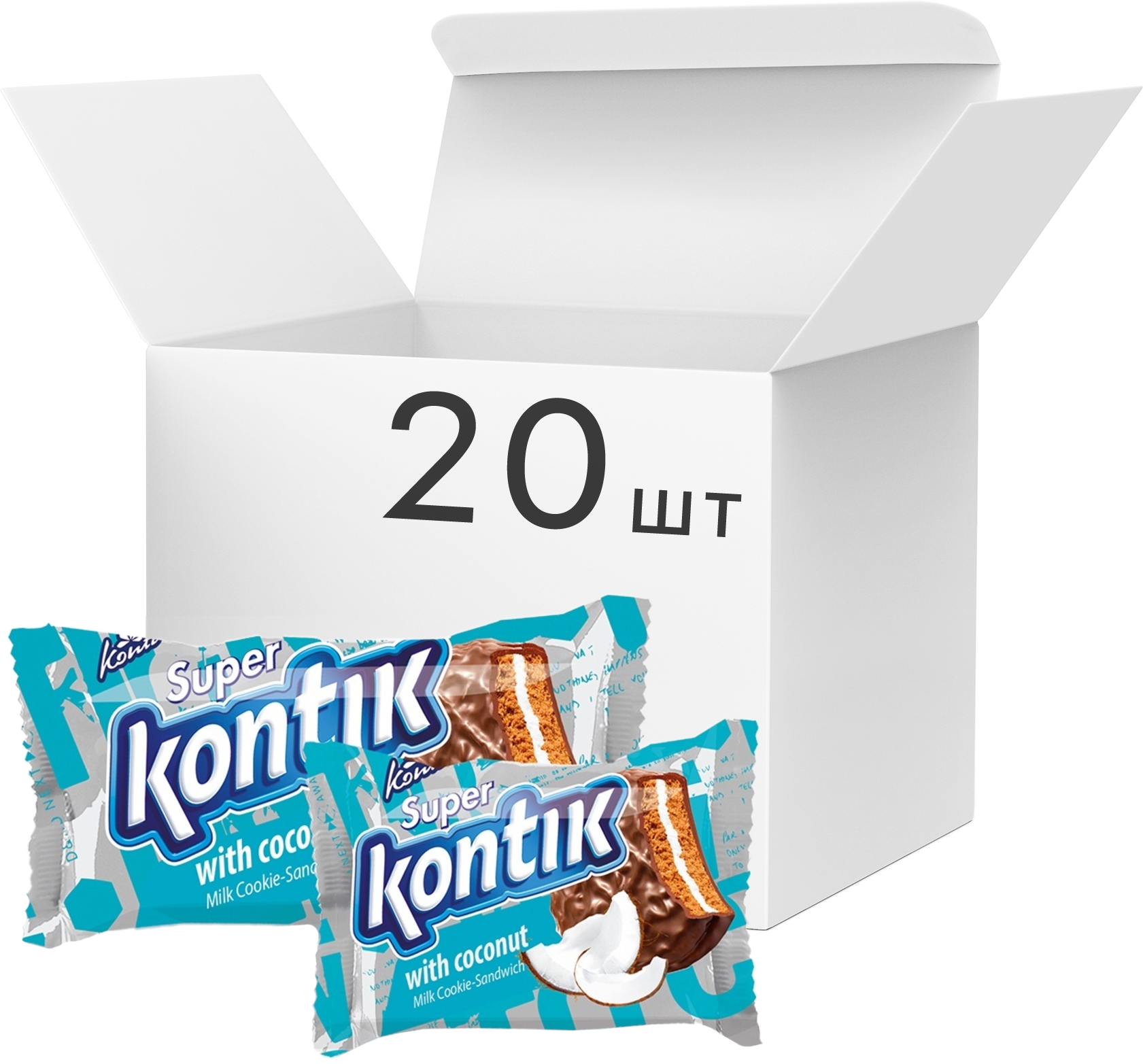 Упаковка печенья Konti Супер-Контик с кокосом 50 г х 20 шт (417400624 ...