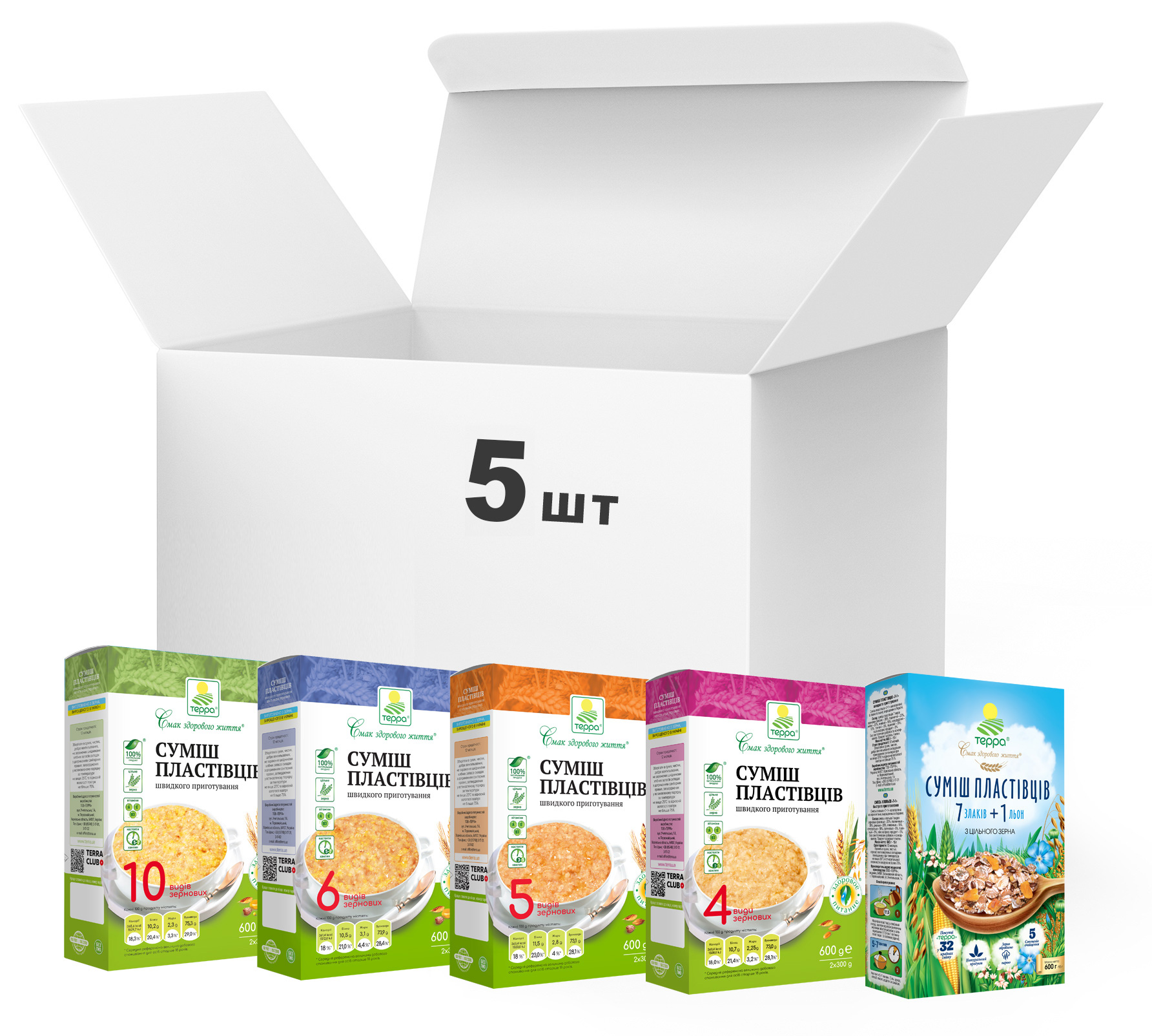 Упаковка хлопьев Терра Multi Flakes Mix 600 г х 5 шт (4820015736963 ...